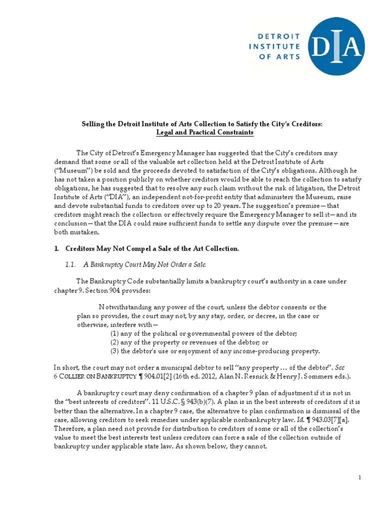 DIA Memo-Sale Constraints | Mandamus | Bankruptcy