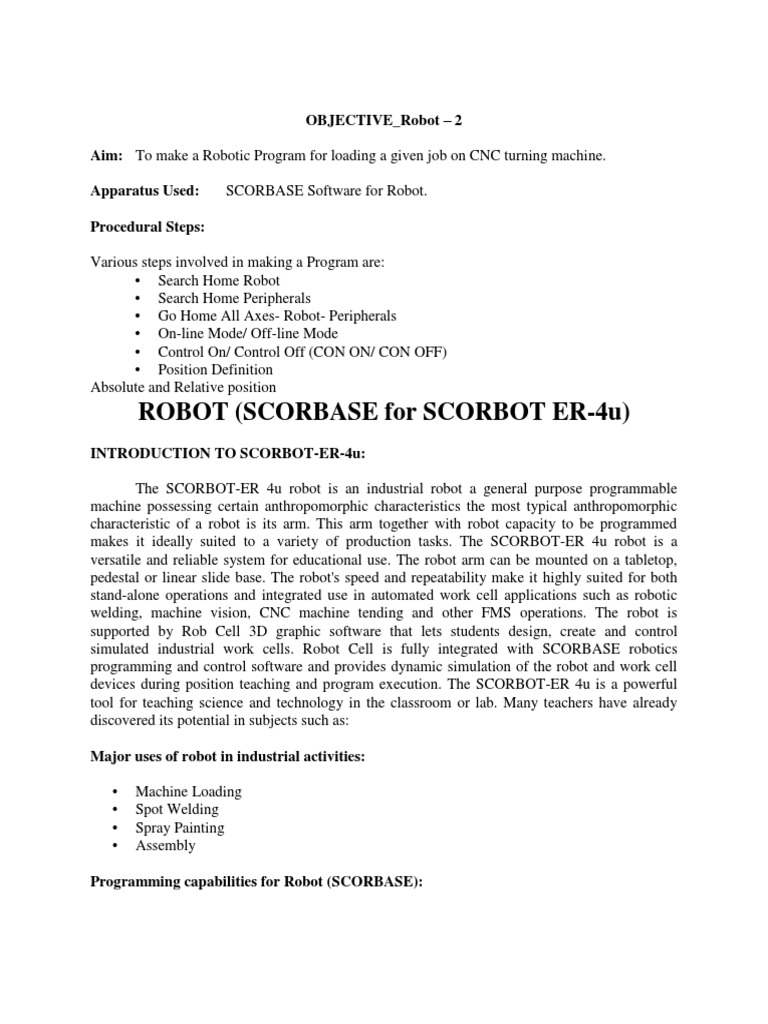 Scorbot Er 4u Pdf Welding Construction
