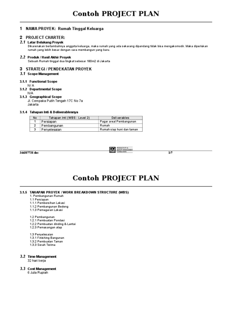 2-Contoh Project Plan R1-4 | PDF