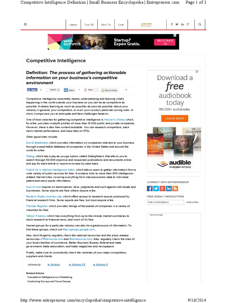 Competitive Intelligence: Definition: The Process of Gathering ...