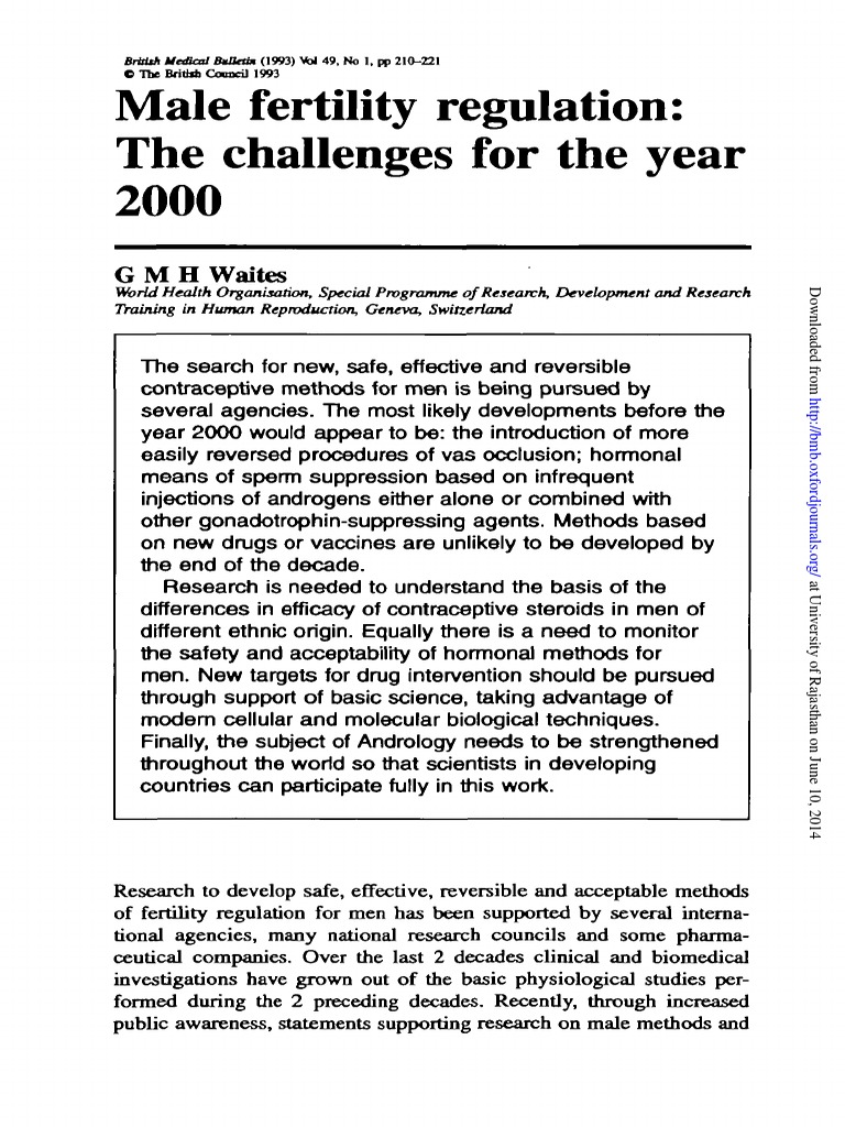 BR Med Bull 1993 Waites 210 21 | PDF | Reproductive System | Human ...