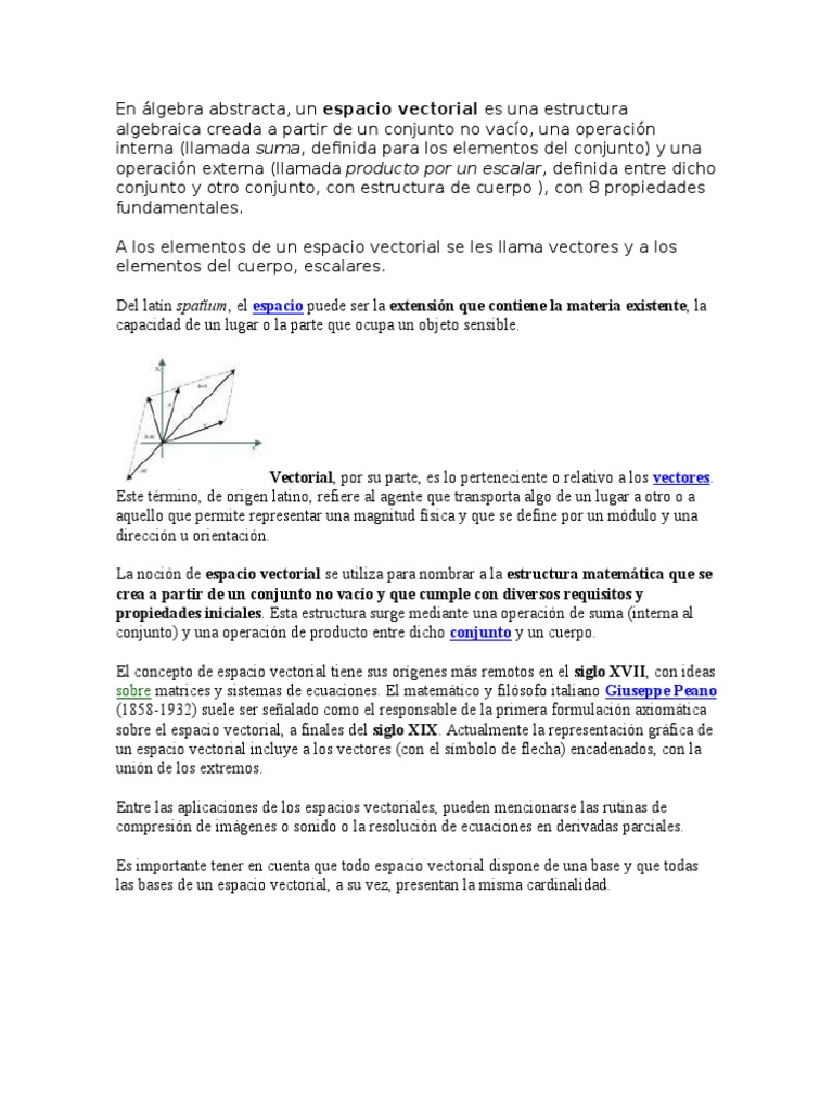 Espacio Vectorial Pdf Métodos Y Materiales De Enseñanza