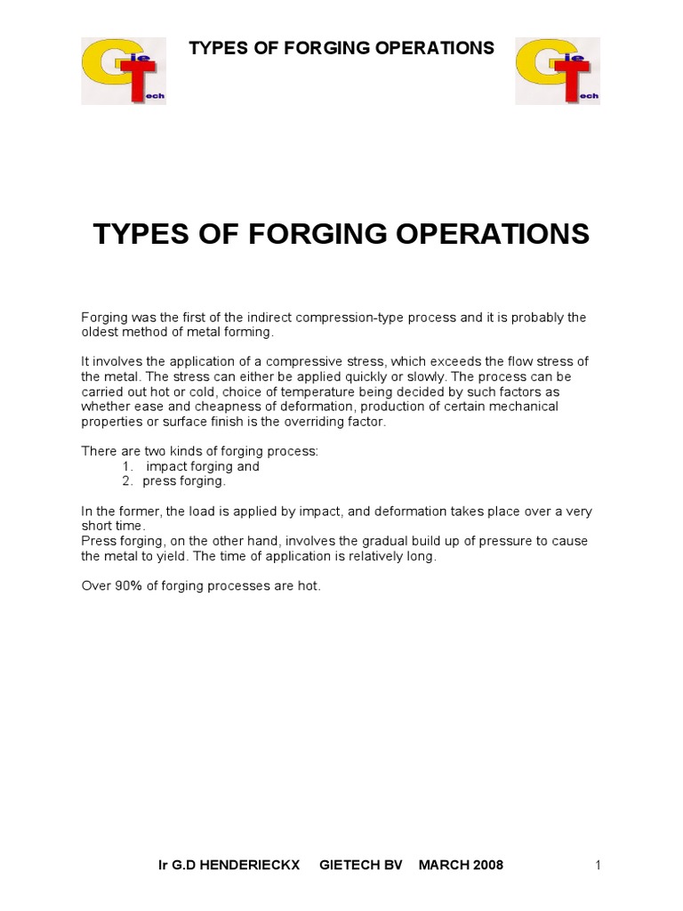 Types of Forging Operations | PDF | Forge | Forging