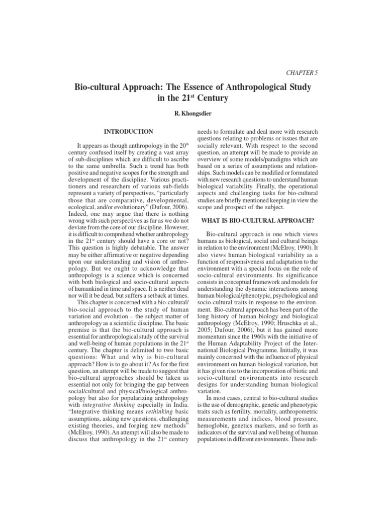 Biocultural Approach The Essence of Anthropological Study in The 21 ...