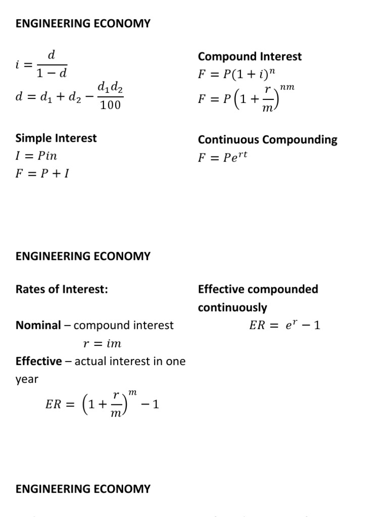 Engineering Economy Formula | PDF