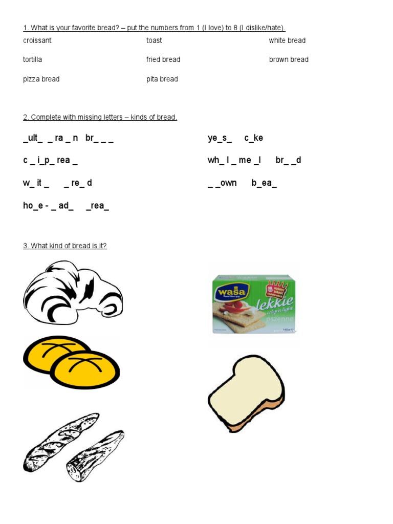 Favorite Bread Types and Activities | PDF
