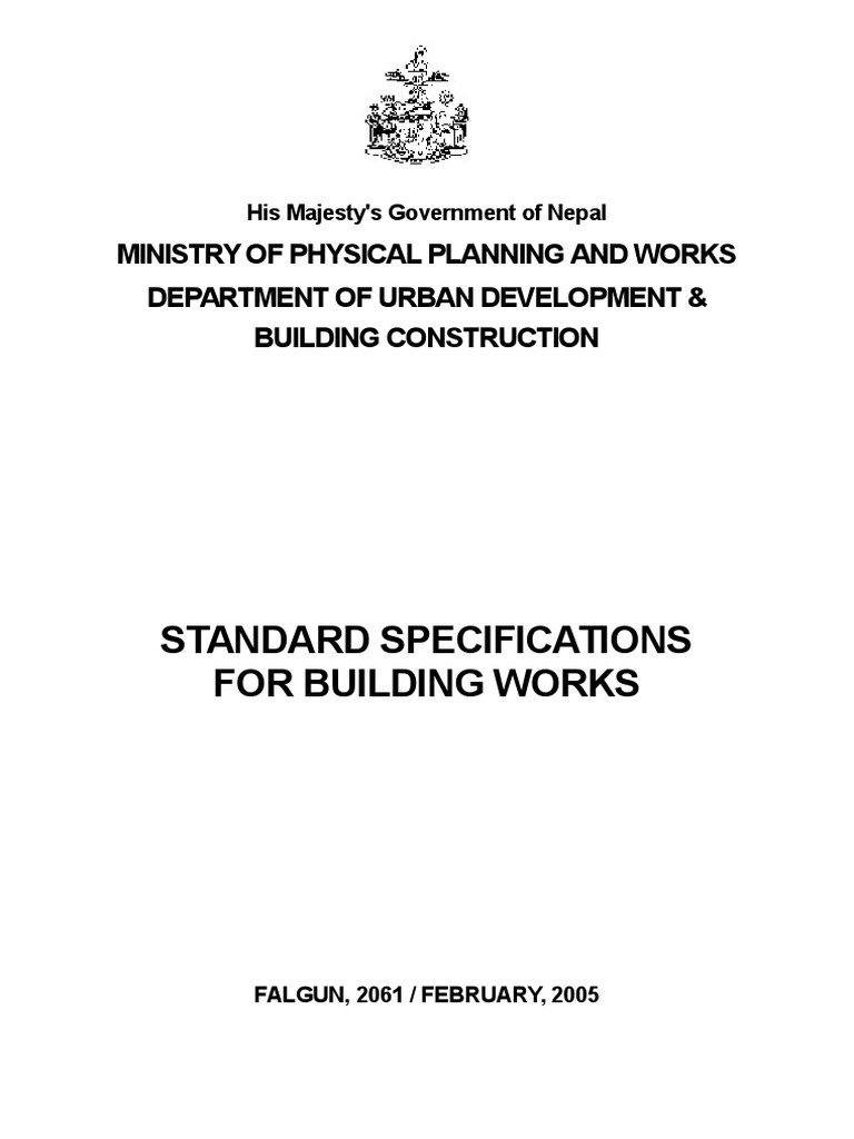 Standard Specifications For Building Works (DRAFT-FINAL) | PDF ...