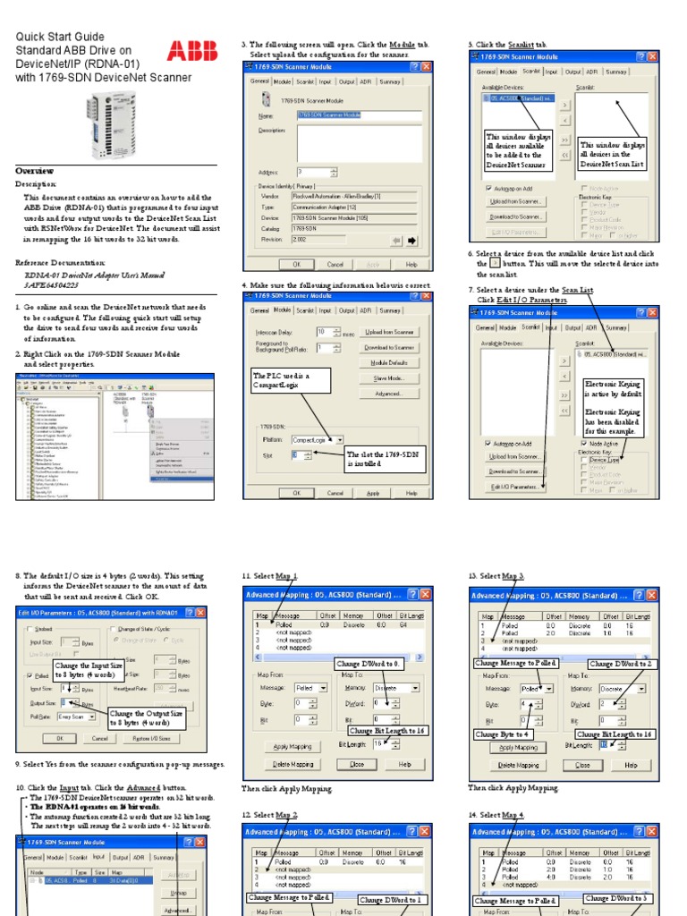 Quick Start Guide Standard Abb Drive On Devicenet/Ip (Rdna-01) With ...