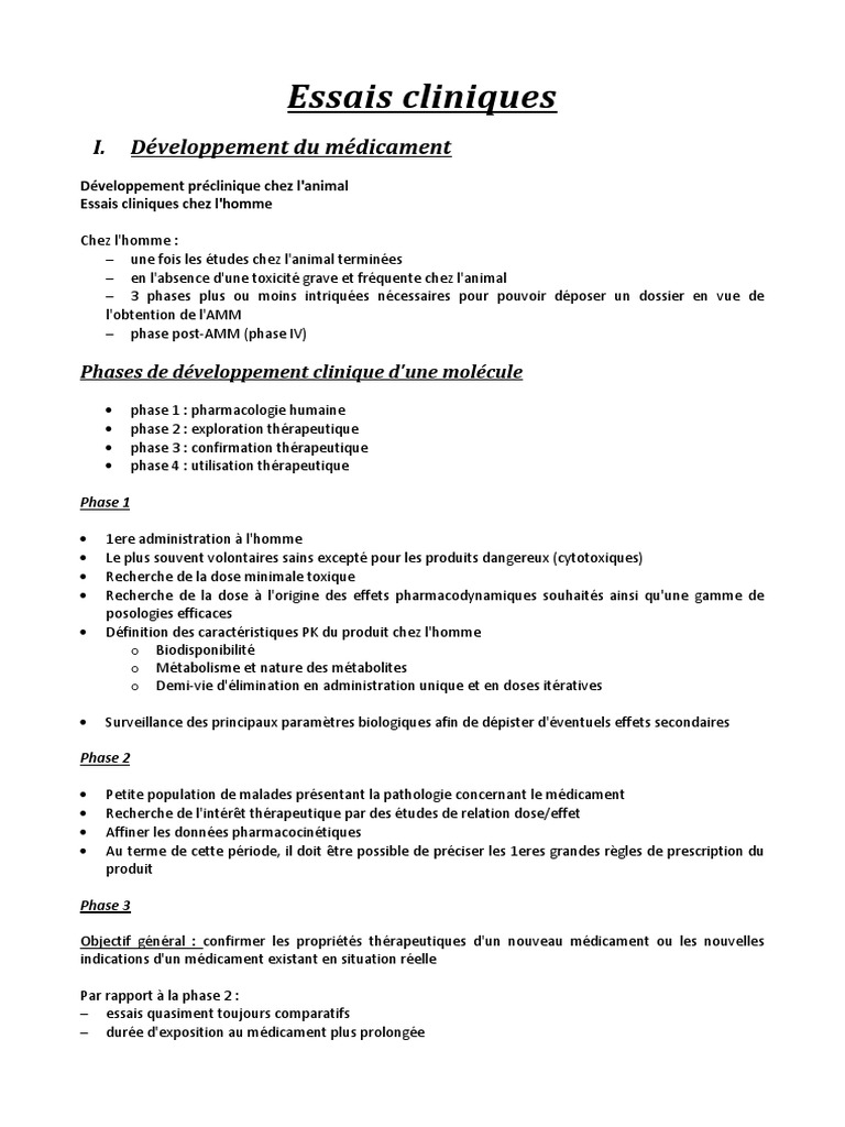 Essais Cliniques | Essai clinique | Effet placebo