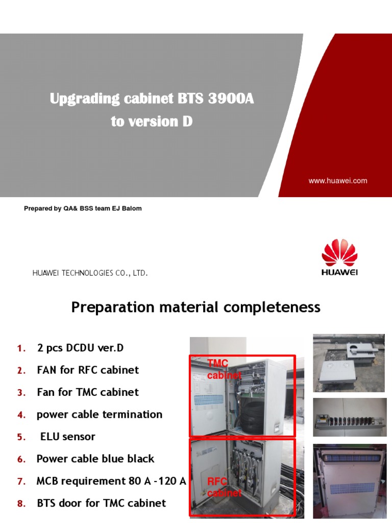 Upgrading Huawei BTS 3900A Cabinet | PDF | Manufactured Goods ...