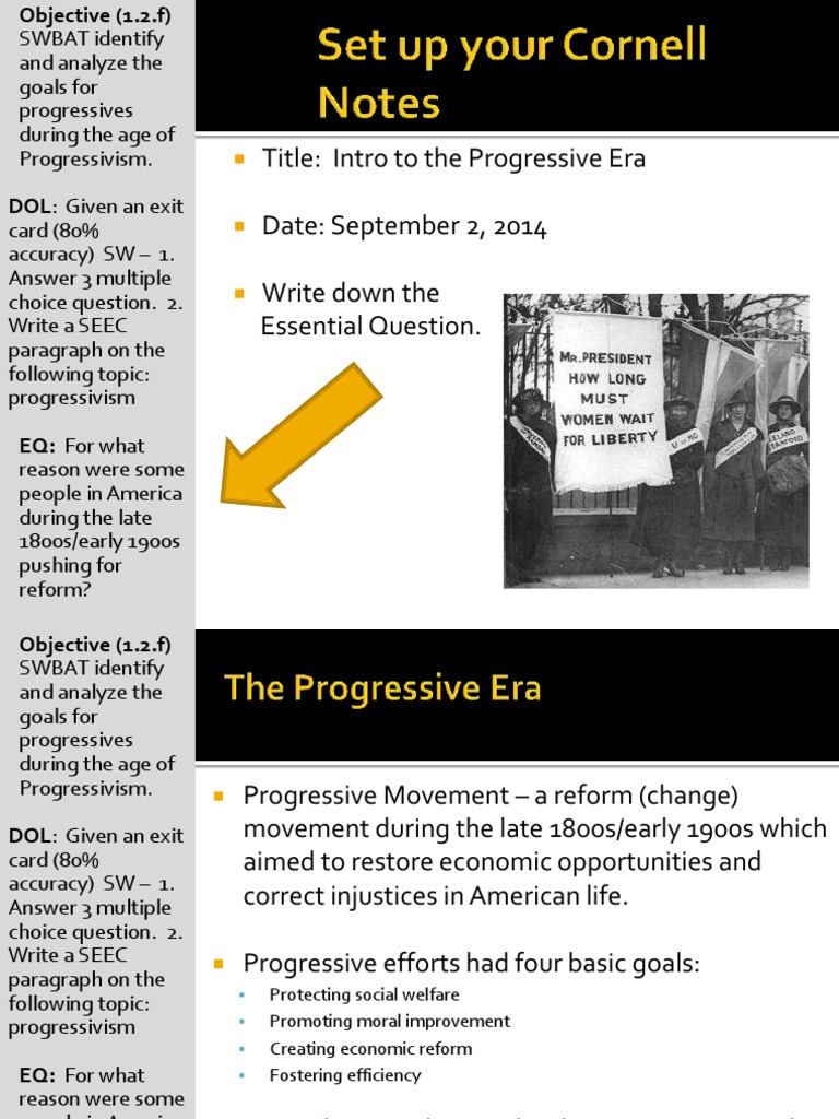 Progressive Era Goals Overview | PDF | Progressivism | Social Movements