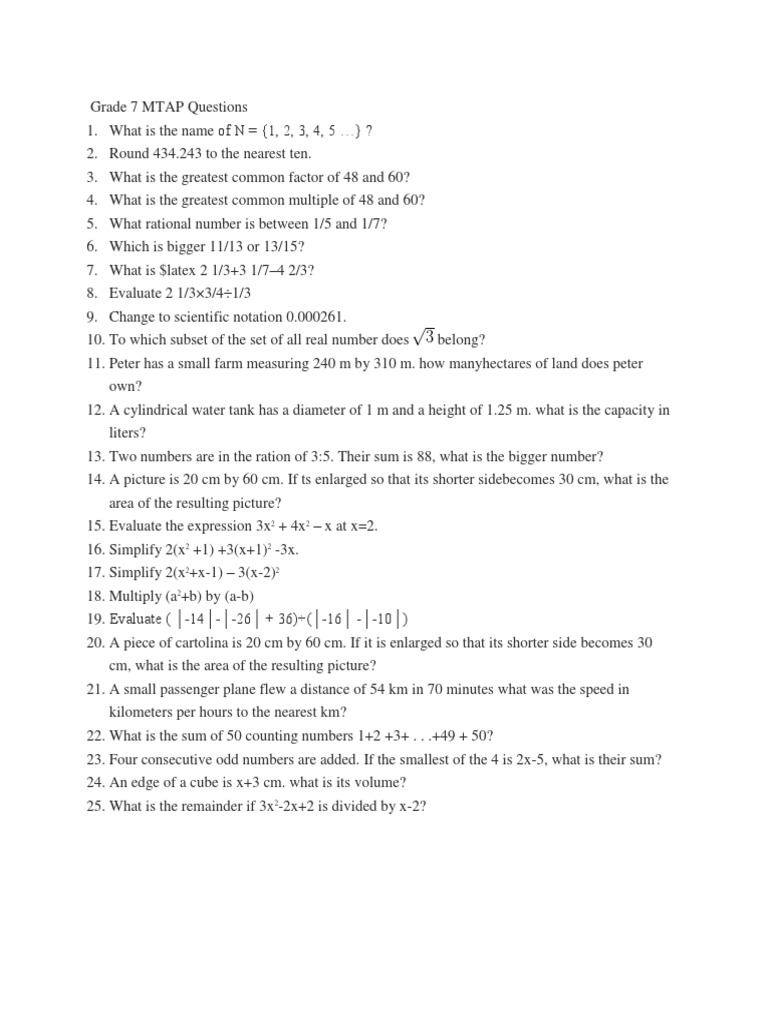 Grade 7 MTAP Questions | Discrete Mathematics | Number Theory