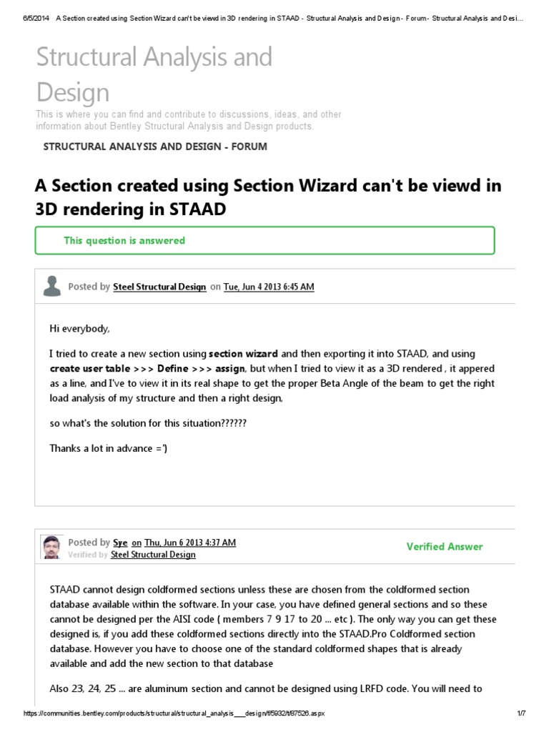 How To Define A New Section in STAAD | PDF | Internet Forum ...
