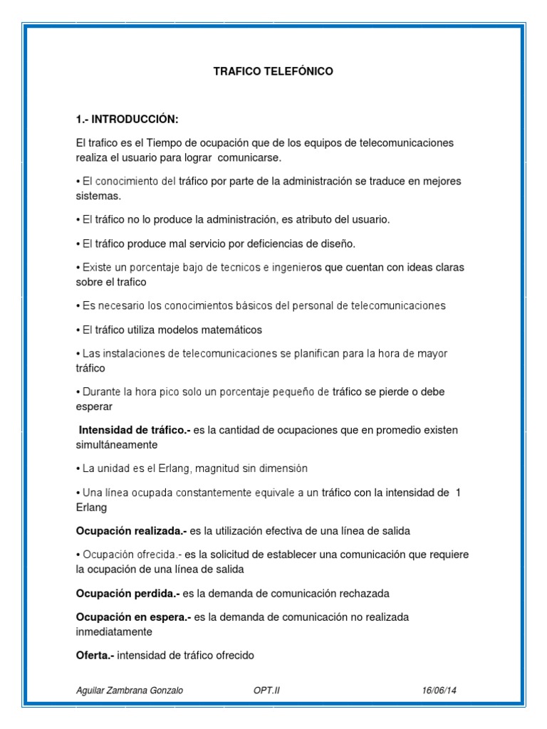 Trafico Telefónico | PDF | Central telefónica | Redes