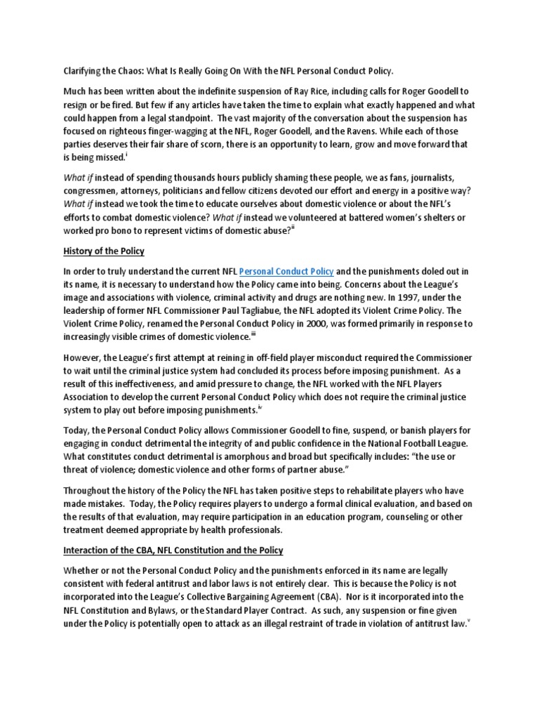 Clarifying The Chaos: The Interaction of NFL CBA, Constitution, and ...