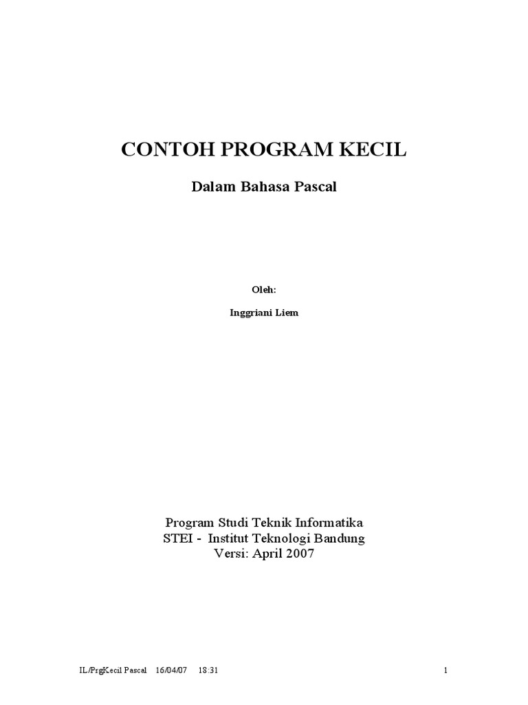 Contoh Program Kecil dalam Pascal | PDF | Seni | Komputer