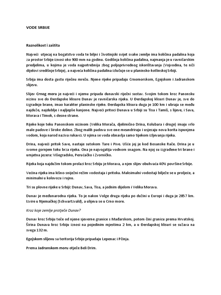 Vode Srbije | PDF