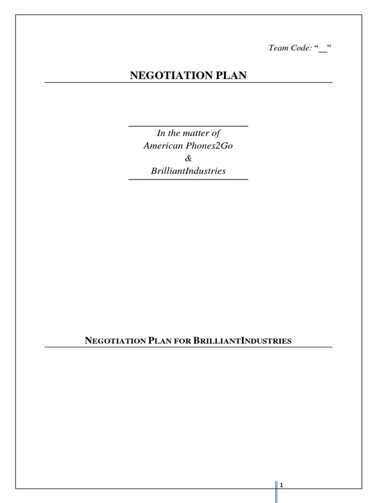 Sample Negotiation Plan | PDF | Euro | Transport