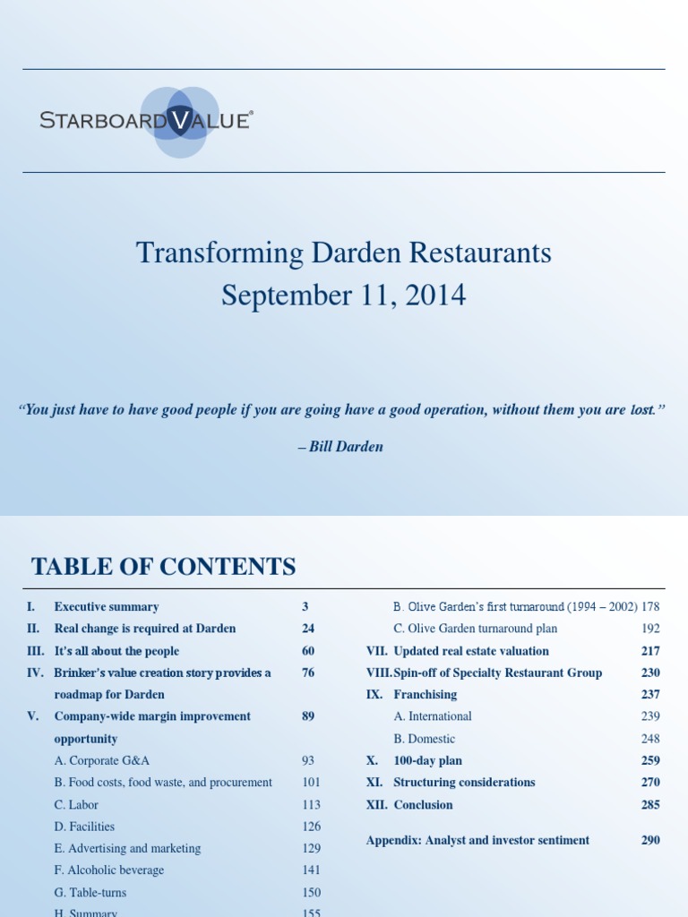 Starboard Value Transforming Darden | PDF