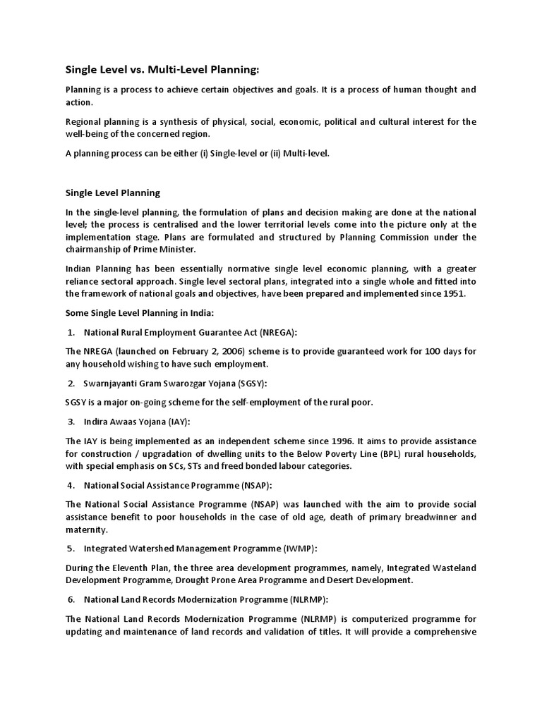 Single Level Planning Vs Multi Level Planning | PDF | Agriculture ...