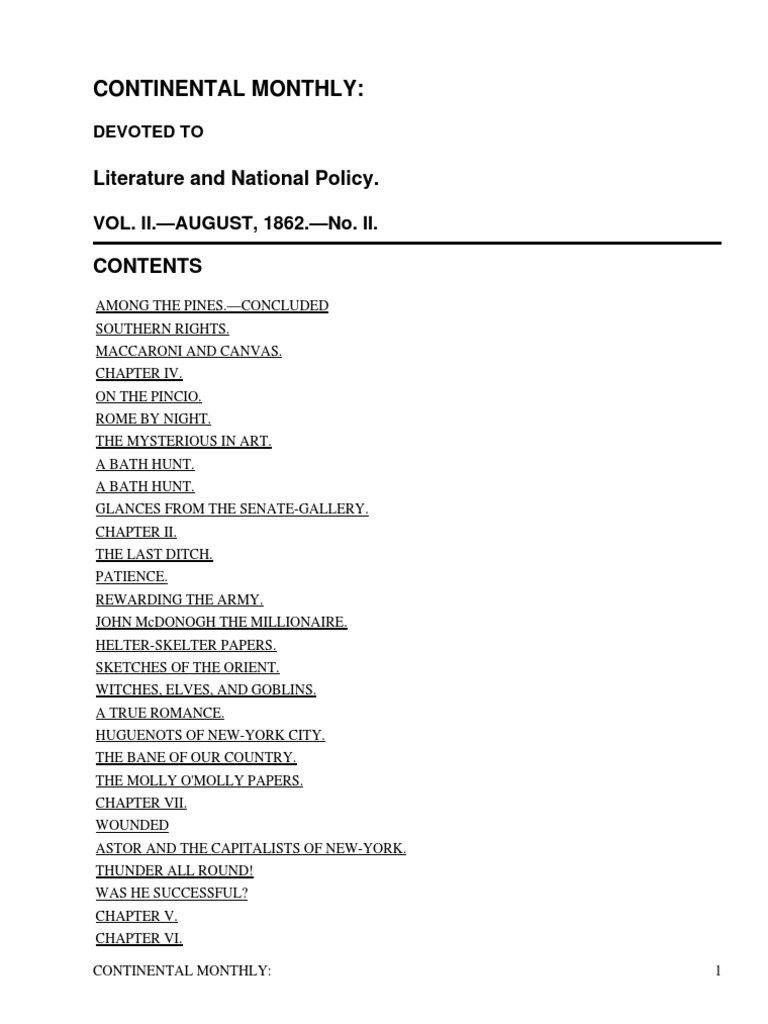 Continental Monthly:: Literature and National Policy | PDF