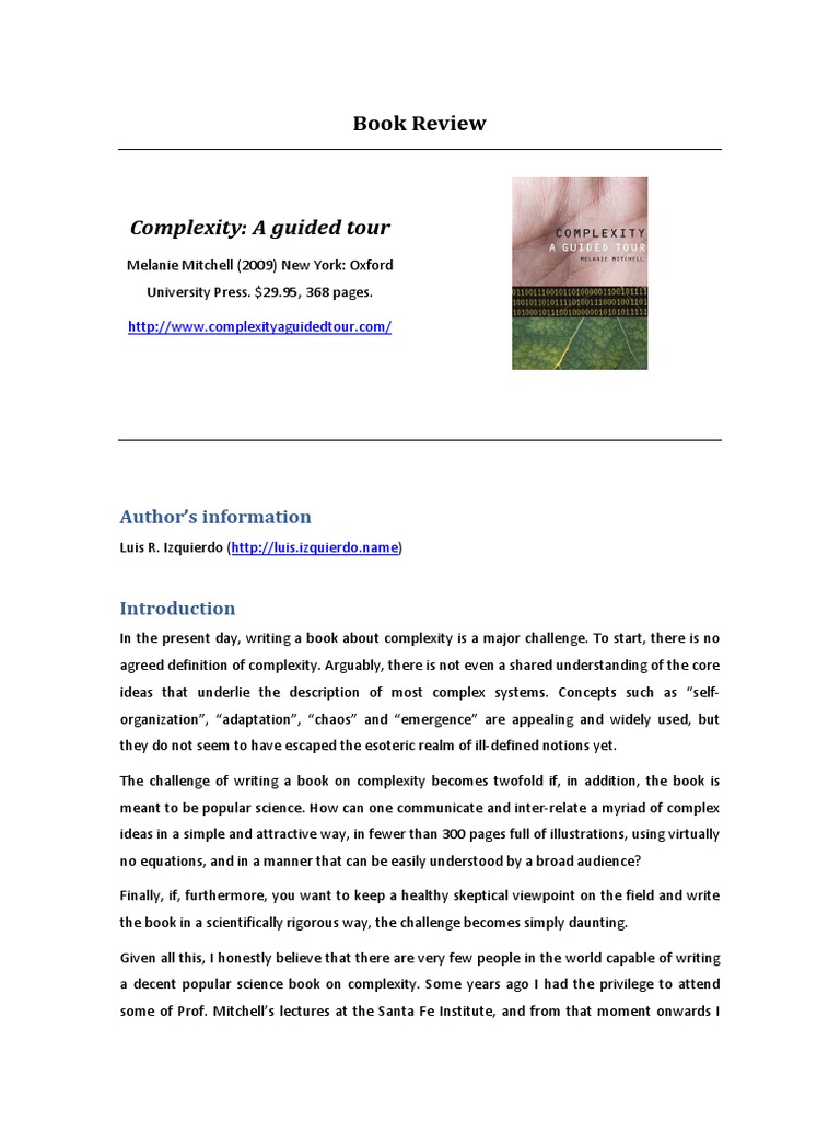 Review of Mitchell's Complexity Tour | PDF | Complex Systems ...