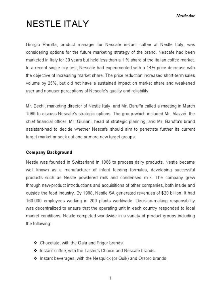Nestle Case Study | PDF | Coffee | Drink