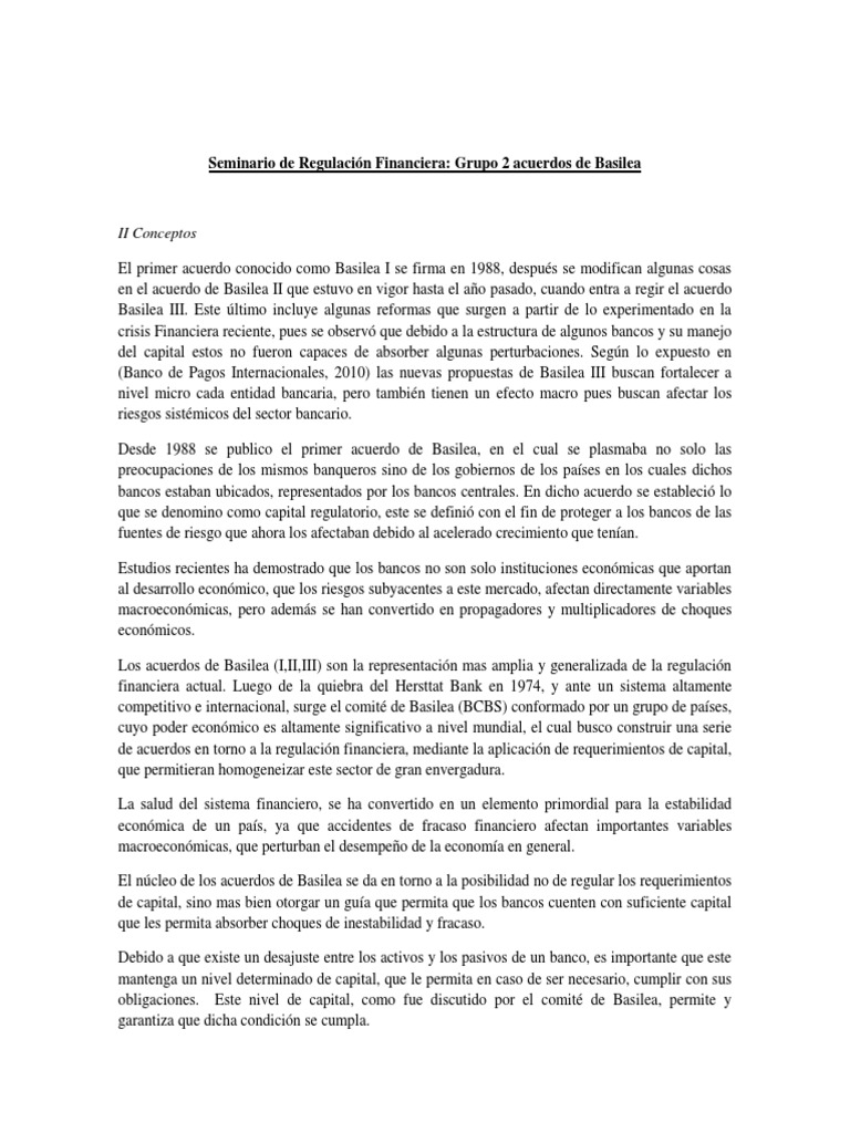 Conceptos Basilea Regulacion Financiera | PDF | Basilea Iii | Basilea Ii