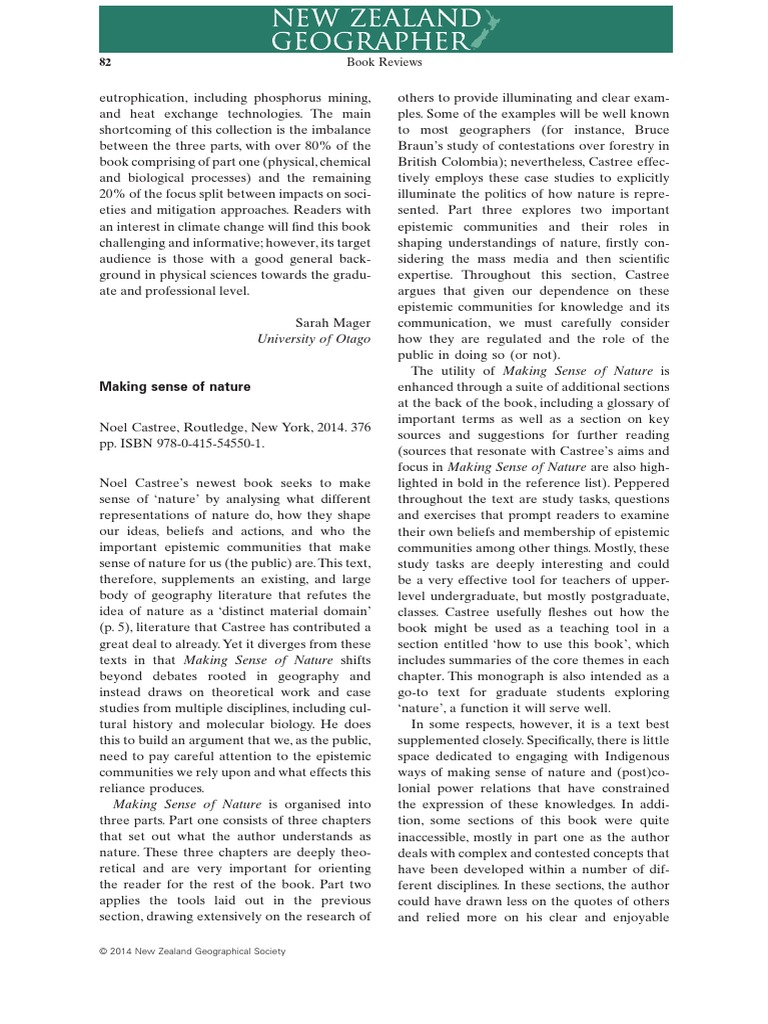 Castree - Making Sense of Nature - Review | PDF | Geomorphology | Geography