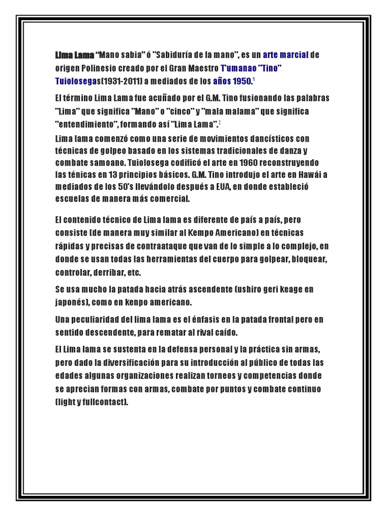 Lima Lama | PDF | Deportes de combate | Kárate