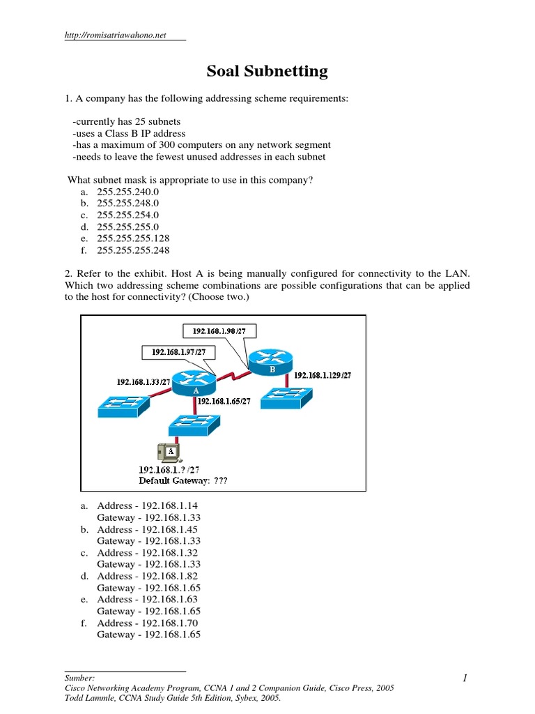 Subnetting - Soal Subnetting CCNA | PDF | Computers