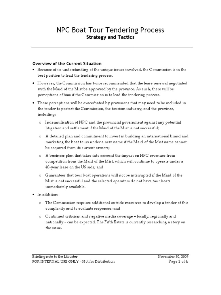 Minister Smith - Briefing Note Nov 30 Re:Boat Tender | PDF | Project ...
