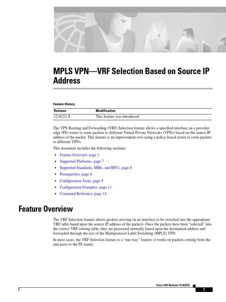 MPLS VPN-VRF Selection Based On Source IP Address: Feature Overview | PDF | Router (Computing ...