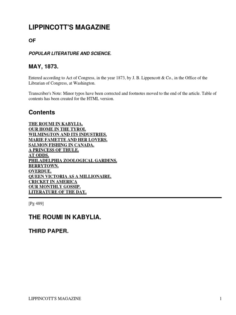 Lippincott's Magazine, Volume 11, No. 26, May, 1873 by Various | PDF