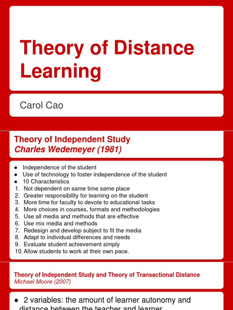 Theories of Distance Education | PDF | Distance Education | Learning