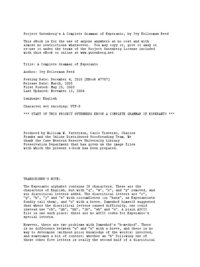 Grammar - Esperanto | PDF | Adverb | Grammatical Number