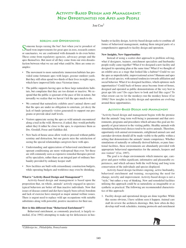 Activity Based Design | PDF | Zoo | Chimpanzee