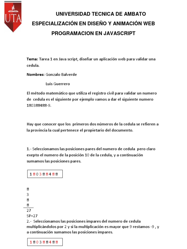 Validar Cedula | PDF | Script Java | Gestión de tecnología de la información