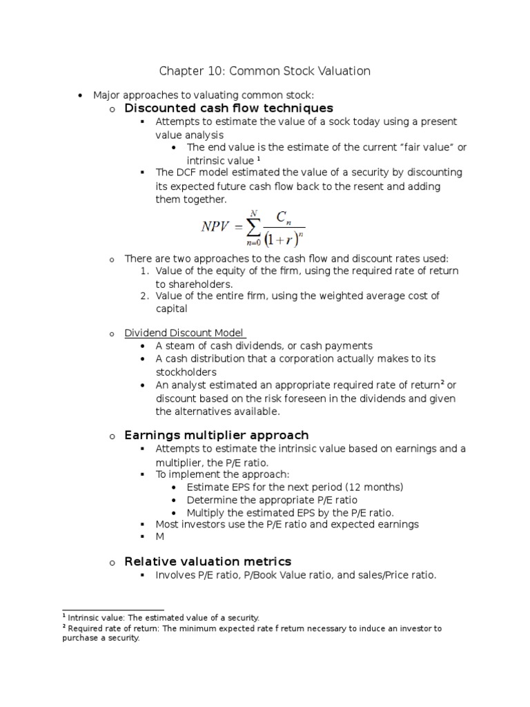 Common Stock Valuation Guide | PDF