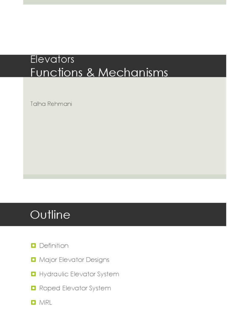How Elevators Work: Kinds, Functions, Mechanisms | PDF | Elevator | Pump