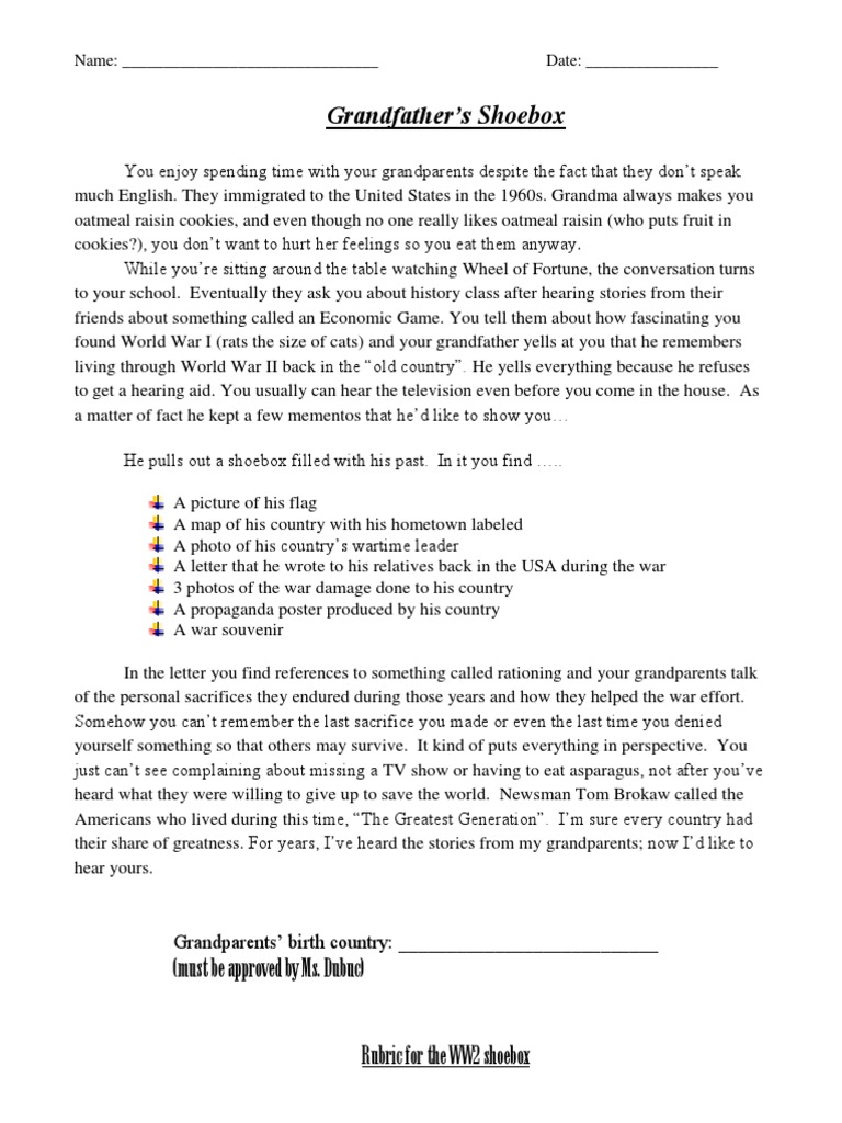 Grandfather's WWII Shoebox Project Guide | PDF