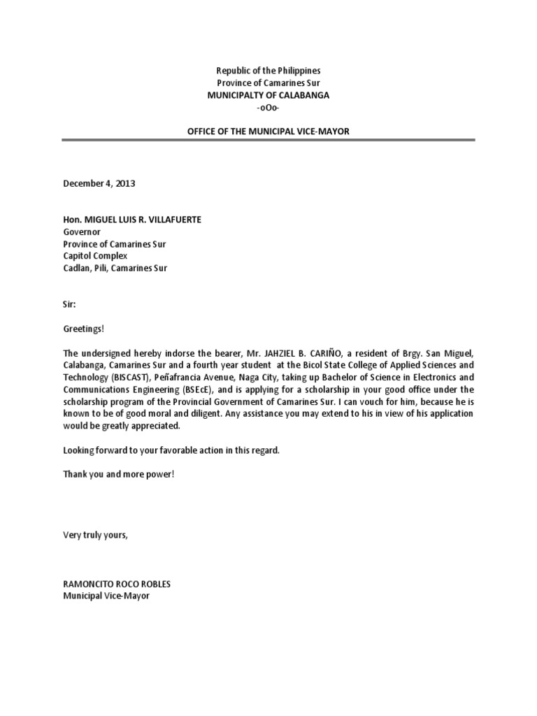 Sample Endorsement Letter | PDF