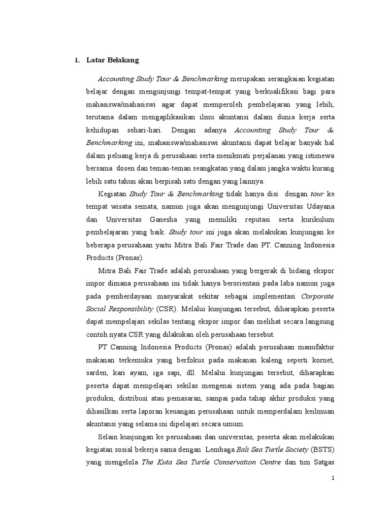 Contoh Proposal Study Tour | PDF