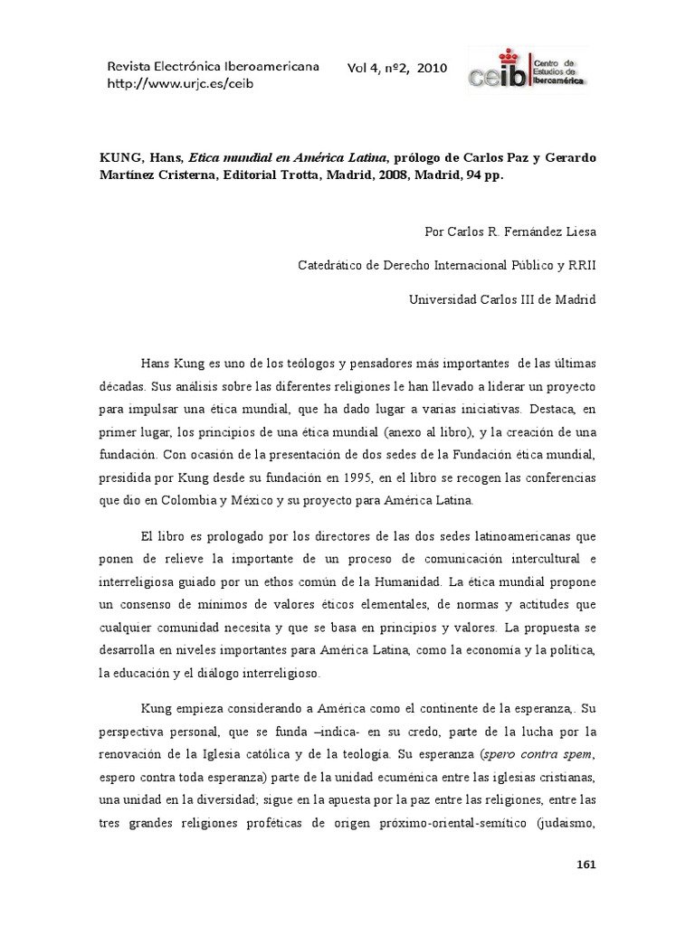 Ética Mundial de Hans Kung en América Latina | PDF | Nación | Science