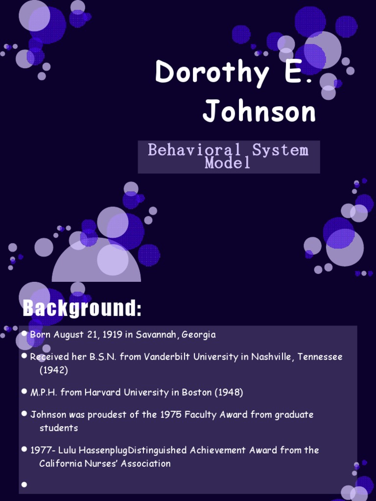 Dorothy E. Johnson: Behavioral System Model | PDF | System | Self