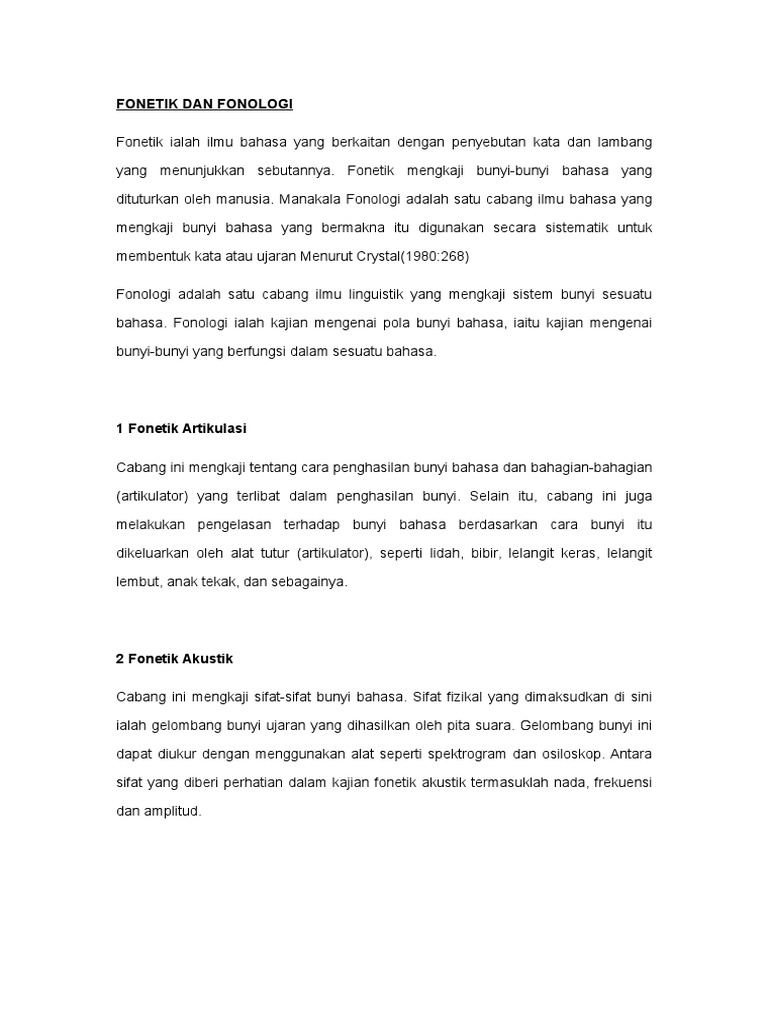 Konsep Fonetik Dan Fonologi 1 | PDF