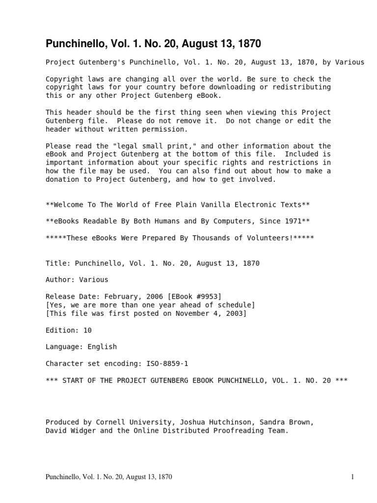 Punchinello, Volume 1, No. 20, August 13, 1870 by Various | PDF ...