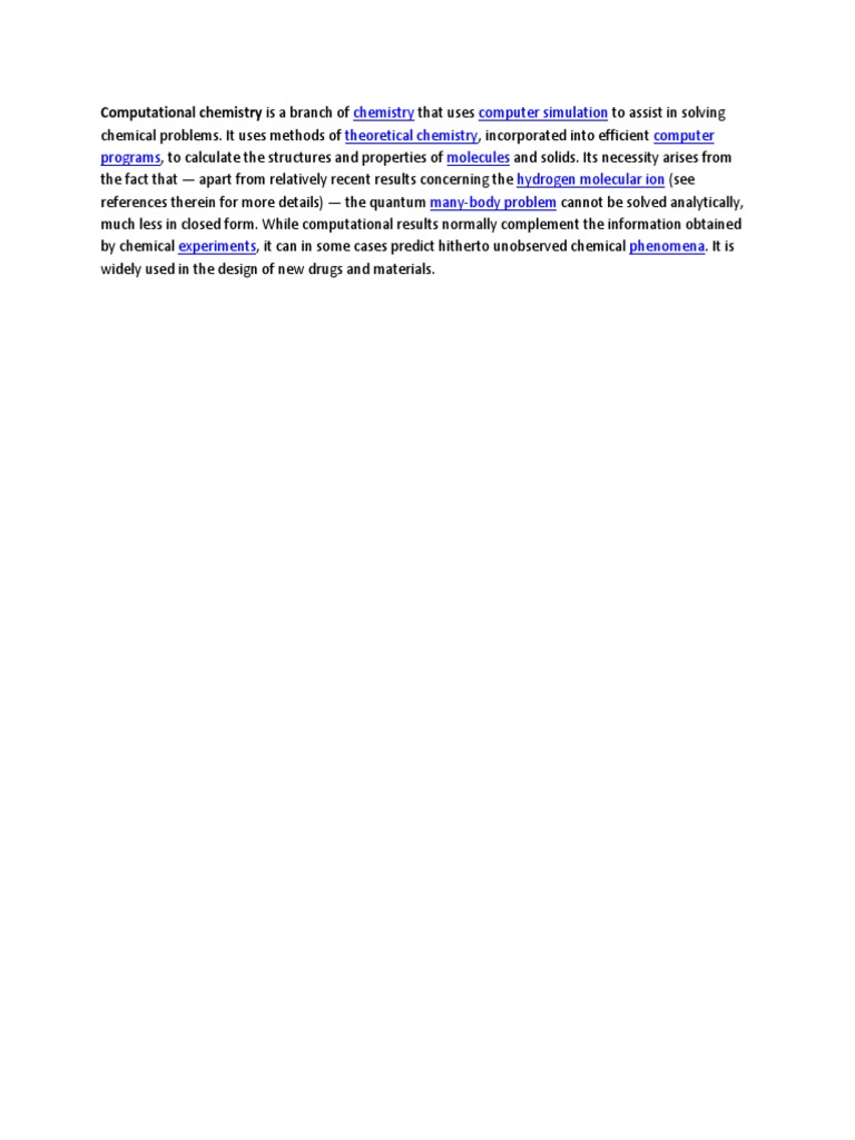 Overview of Computational Chemistry | PDF | Computers