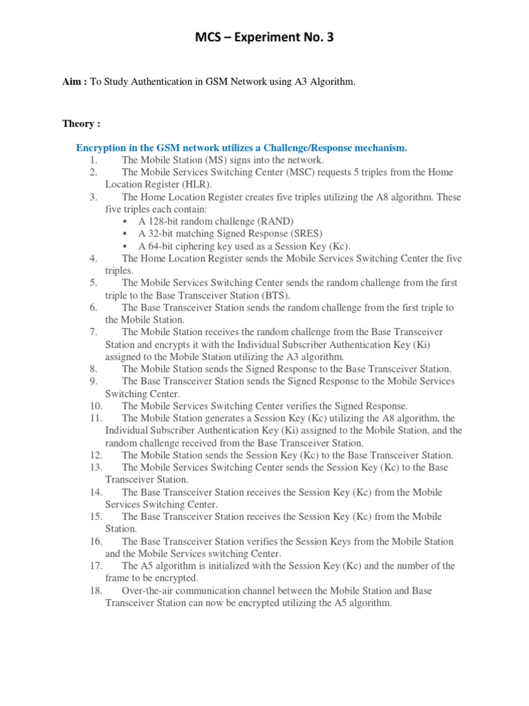 GSM A3 Algorithm | PDF | Telecommunications Standards | Digital Technology