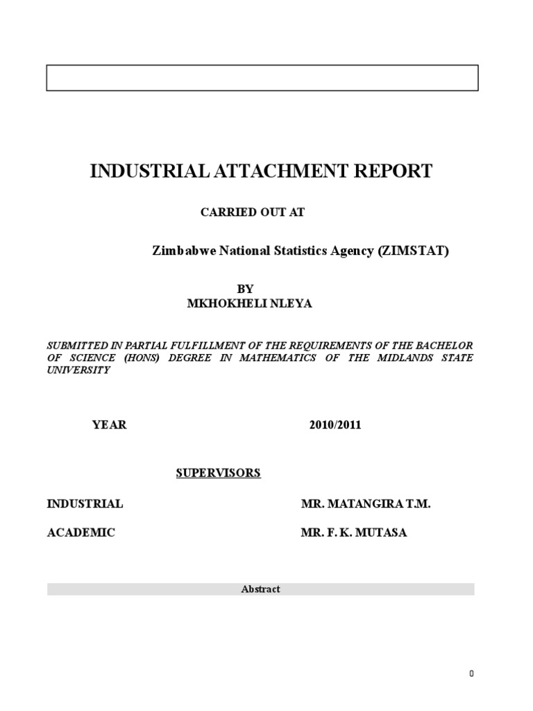 Industrial Attachment Report: Zimbabwe National Statistics Agency ...